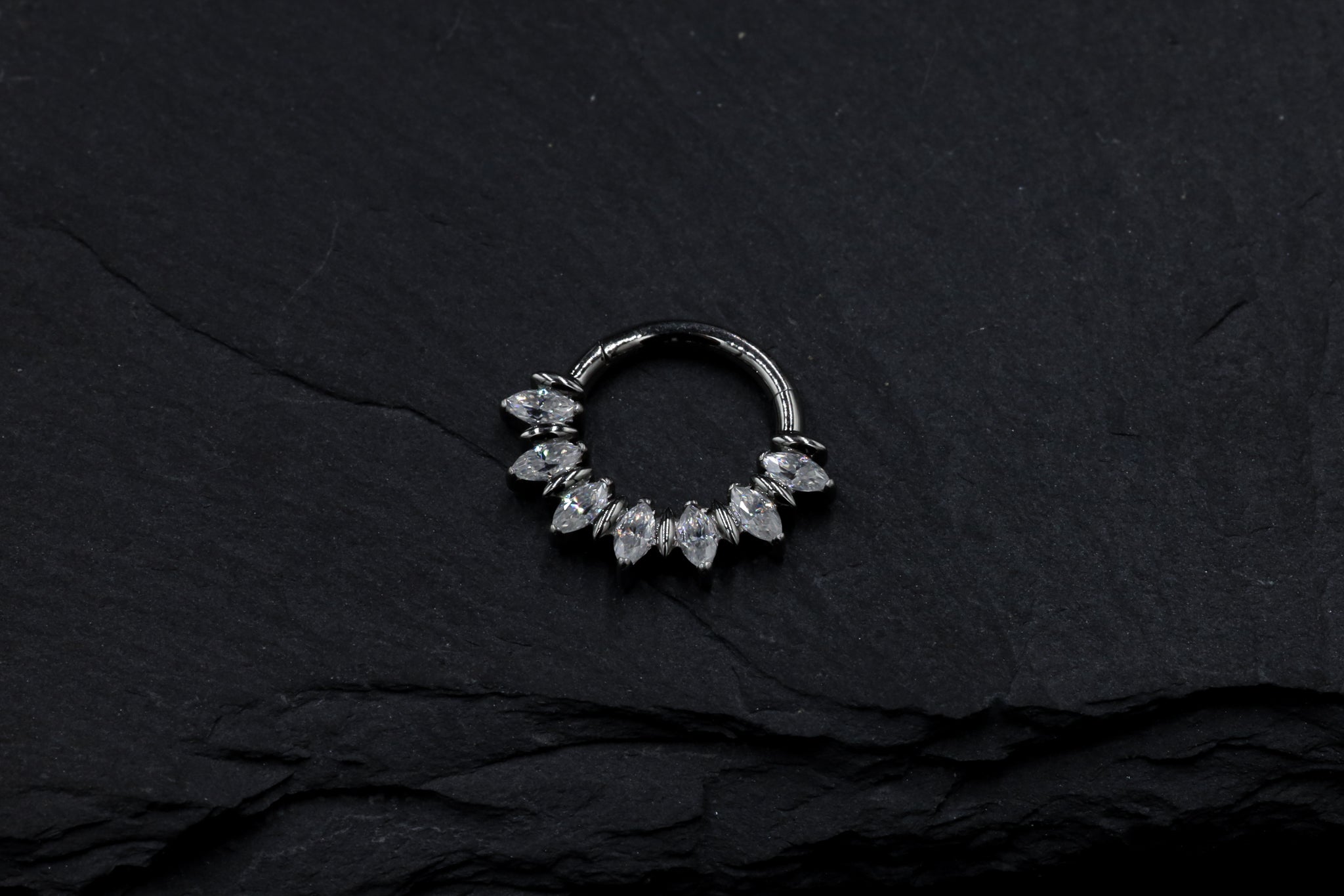 Marquise Moissanite Forward Facing Hoop – Lux Punk